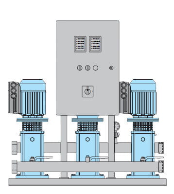 Calpeda 3 MXV-E pressure booster set with 3 vertical multi-stage pumps ...