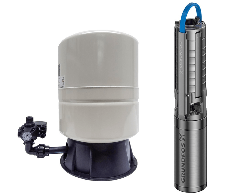 Grundfos SP 2A-13 submersible pump with 60l water supply set and 30m ...